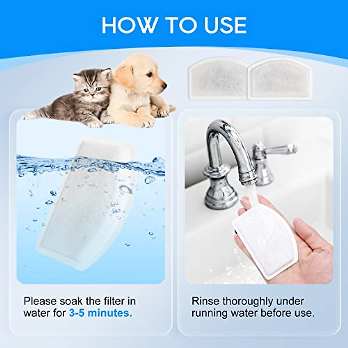 MyfatBOSS Cat Water Fountain Filter, 10 Pack Pet Fountain Filter Replacement Cat Fountain Filter Replacement and 5 Pump Filters Compatible with ORSDA D60 100oz/3L Automatic Pet Cat Water Fountain