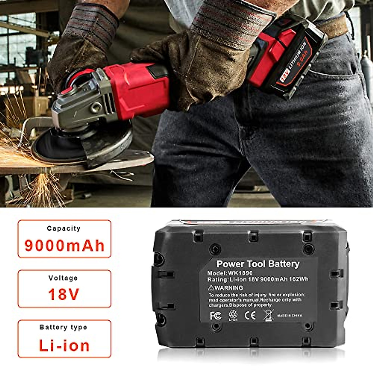 ARyee 2Pack 18V 9.0Ah Replacement for Milwaukee M18 Battery 48-11-1820 48-11-1840 48-11-1850 48-11-1828 48-11-1815 48-11-1860 48-11-1890 Cordless Power Tools Lithium Battery