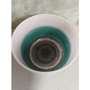 432Hz Morganite + Emerald +Obsidian Gemstone Fusion Crystal Singing Bowl C Root Chakra 14 inch with Free Suede Striker and O ring Rubber Mallet