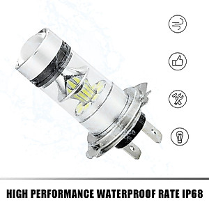 Ajxn 2 PCS Car H7 Led Fog Lamp, 20Led 100W High Power Super Bright Light Bulb Replacement, Plug and Play High Performance Daytime Running Light Low Beam, Universal Bulb for Most Cars (White)