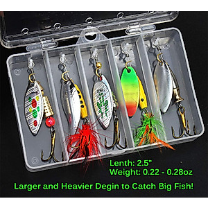 10pcs Fishing Lure Spinnerbait, Bass Trout Salmon Hard Metal Spinner Baits Kit with 2 Tackle Boxes by Tbuymax