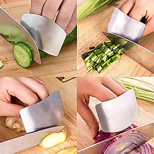 Finger Protector, Stainless Steel Finger Protector Guard for Safe Chopping and Slicing in Kitchen Adjustable Easy to Clean Tool for Chefs and Home Cooks