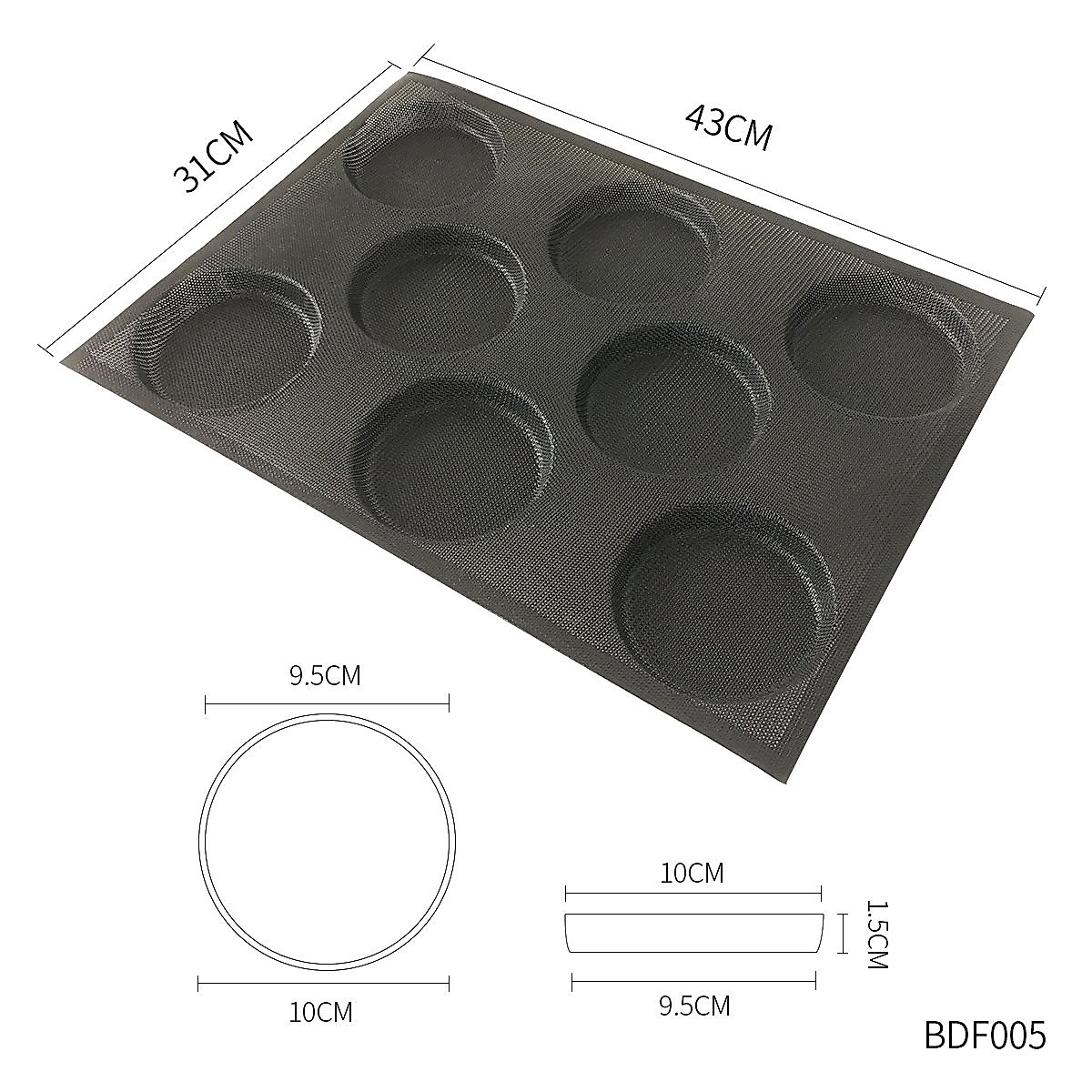 Bluedrop Silicone Hamburger Bread Forms Perforated Bakery Molds Non Stick Baking Sheets Fit Half Pan Size