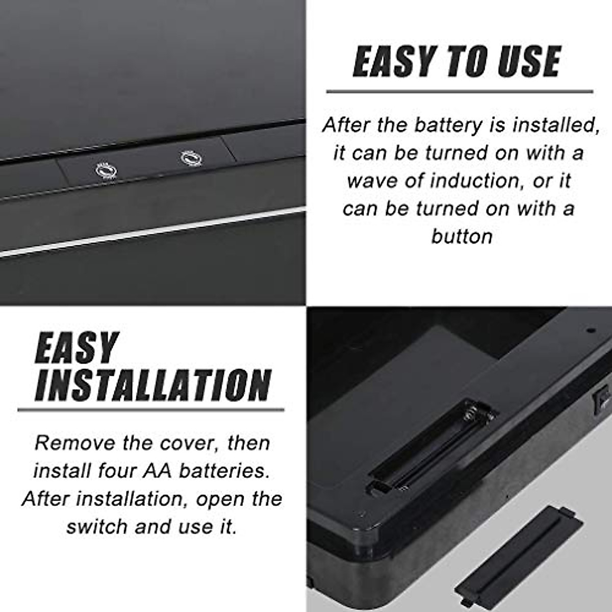 CL.Store 13 Gallon Trash Can Garbage Can Automatic Sensor Plastic Kitchen Trash Can 50 Liter High-Capacity Touch Free Trash Garbage Can Bathroom Waste Basket Garbage Can Trash Bin, Black