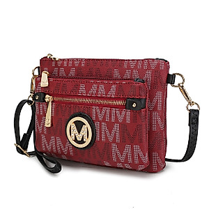 MKF Crossbody Bag for Women, Wristlet Strap – PU Leather Shoulder Handbag – Small Pocketbook Messenger Purse Red