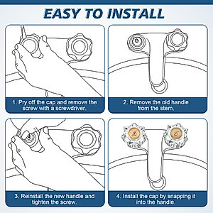 Enhon 2 Pairs Bathroom Faucet Knobs Replacement, Bathtub Faucet Handles Compatible with Delta/Delex/Peerless, Hot and Cold Sink Faucet Knobs Replacement Parts in Clear Acrylic, Include Screws