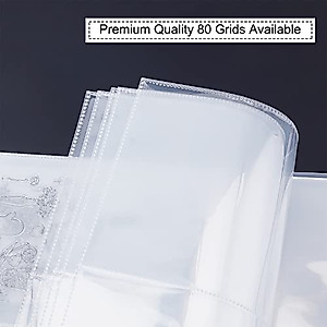 GLOBLELAND Clear Stamps Storage Embossing Folder Storage Photo Storage Album Seal Bags Storage Keeper Cards Folder Storage Bag for DIY Scrapbooking Arts Crafts Collecting Bags，80 Grids, 7x5.3Inch