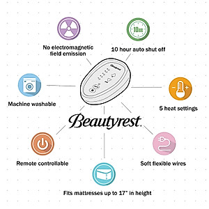 Beautyrest 3M Scotchgard Heated Mattress Pad - Electric Bed Warmer with 5 Heat Settings, 10 Hr Auto Shut Off Timer, All Around Elastic Deep Pocket, UL Certified, Machine Washable, White Twin XL