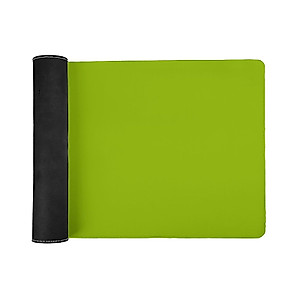 Large Mouse Pad Extended Gaming Mat, Lime Green White Non-Slip Rubber Desk Mat with Stitched Edges for Office Desktop, Computer Keyboard 16" x 36"