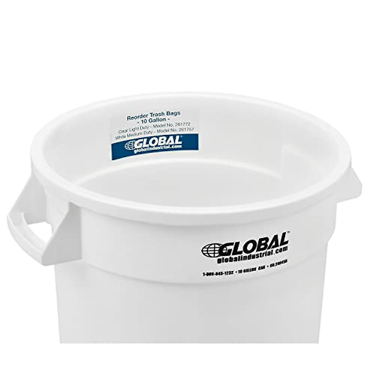 10 Gallon Plastic Trash Container, Garbage Can - White