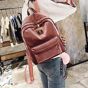 Women's Velvet Casual Backpack Cute Mini Daypack Fashion Bookbag for Teen Girls Lightweight Daypack Gift Ideas (Green,23*9*31cm)