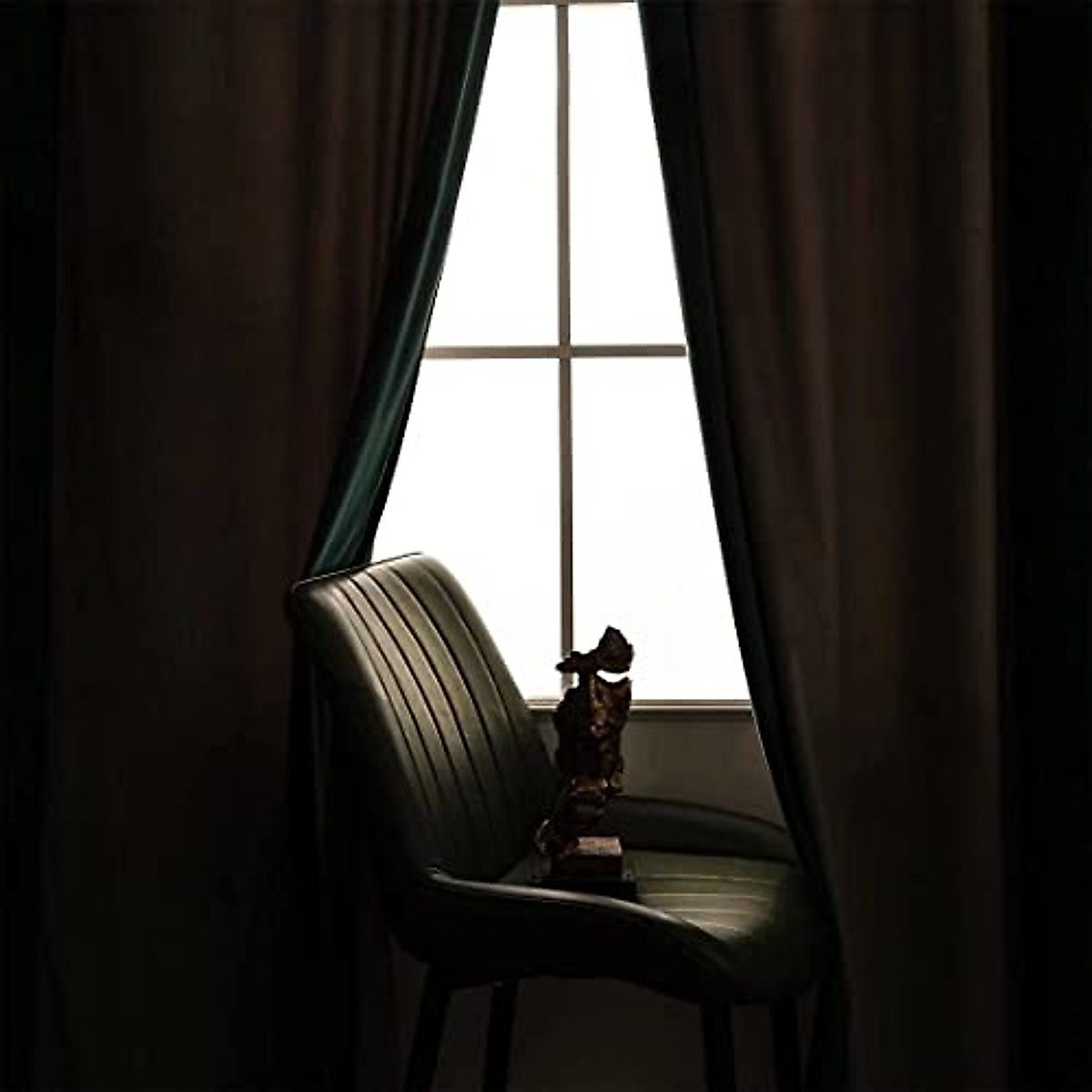 Victree Black Velvet Curtains for Bedroom, Blackout Curtains 52 x 84 inch Length - Room Darkening Sun Light Blocking Grommet Window Drapes for Living Room, 2 Panels