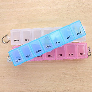 DOITOOL Home Storage Organizer 2pcs Weekly Pill Holder Rotated 7 Slot Vitamin Medicine Box Case Organizer Container (White)