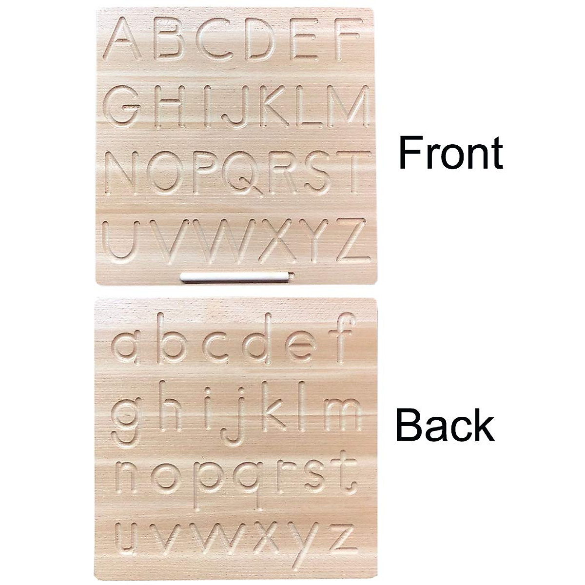 Mfumyy Montessori Alphabet Number Tracing Boards Double Sided Wooden Learn to Write ABC 123 Board Writing Practice Board for Kids Preschool Educational Toy,Homeschool Supplies (ABC+ABC Board)