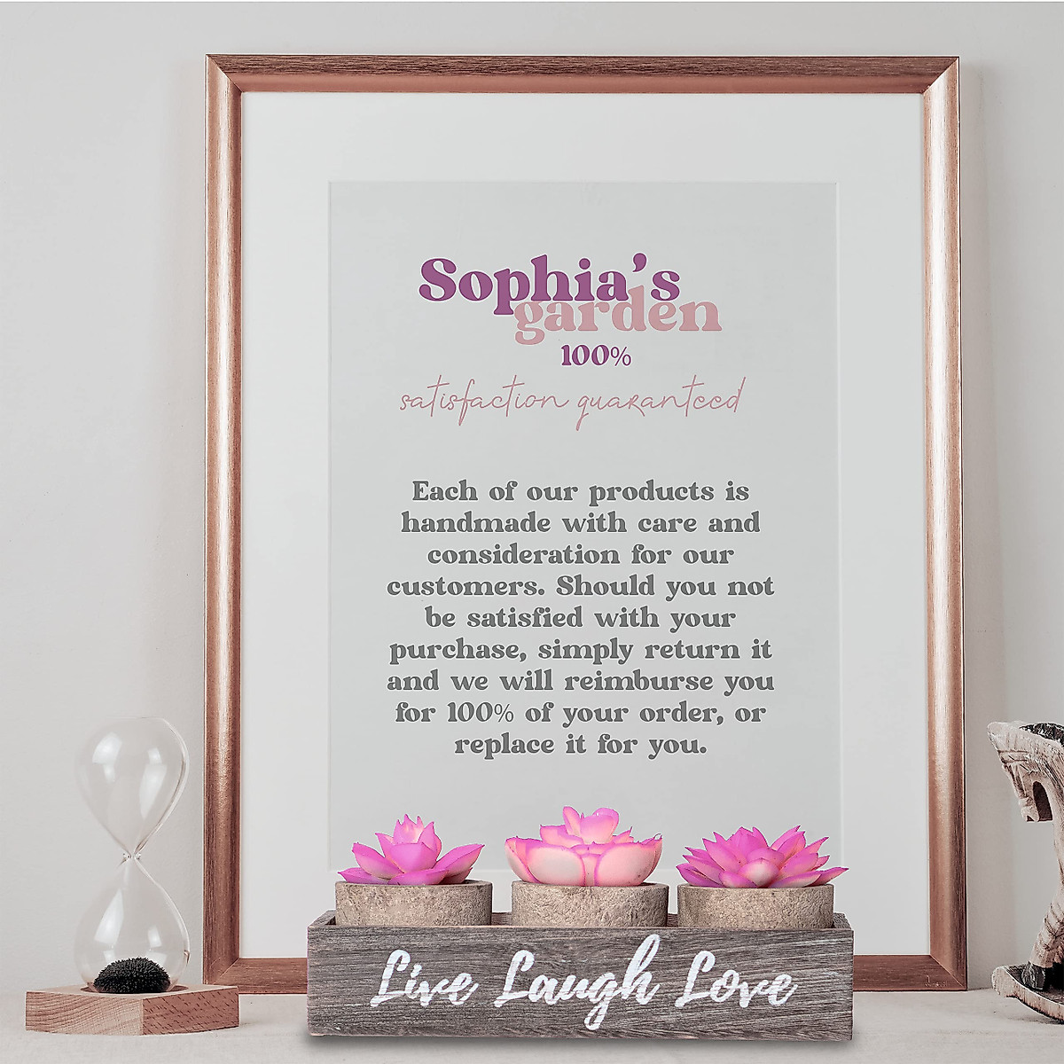 3 Small Fake Succulents Plants Artificial Rustic Centerpiece Box Faux Indoor Work Home Office Decor Women Cute Aesthetic Succulent Plant Desk Bedroom Coffee Table Decorations Living Room Dorm Décor