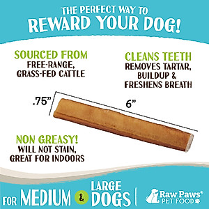 Raw Paws Jumbo Bully Sticks, 6" (5 Pack) - Extra Thick Bully Sticks for Dogs - No Added Hormones, Free Range Cows - Pizzle Sticks for Dogs - Long Lasting Bully Bones for Aggressive Chewers