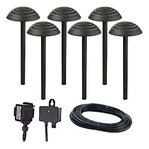 Sterno Home GL33604BK Paradise Low Voltage Cast Aluminium LED Lavelle Light,6-Pack Path Light Kit, Black
