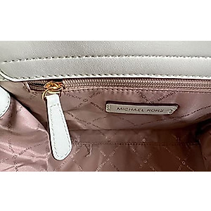 Michael Kors Carmen Medium Color-Block Faux Saffiano Leather Belted Satchel (light Sage Multi)