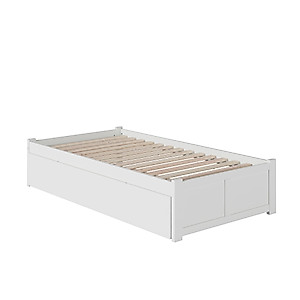 AFI Concord Twin XL Size Platform Bed with Footboard & Twin XL Trundle in White