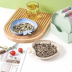 Wumuzai 5 Pack Small Appetizer Plates, 6 Inch Wheat Straw Dessert Salad Plates, Pinch Bowls for Cooking Prep, Plastic Dipping Soy Sauce Dish, Dip Bowls for Party Condiments Side Dish Serving (Beige)