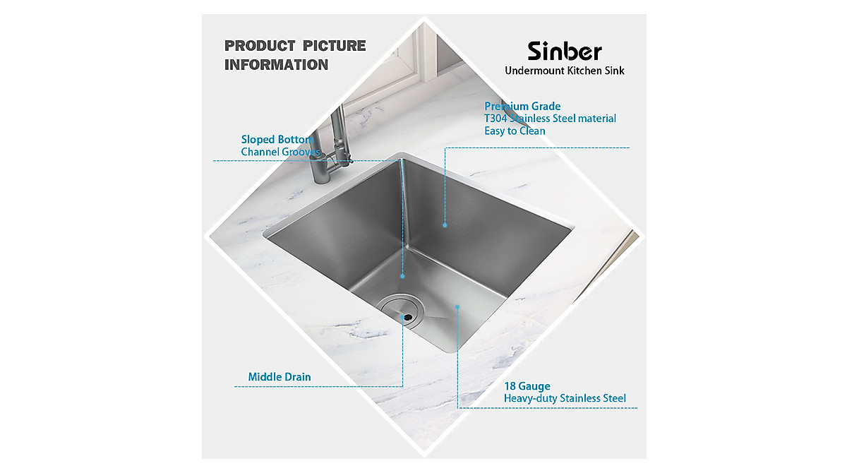 Buy Sinber 16" x 18" Undermount Kitchen Sink