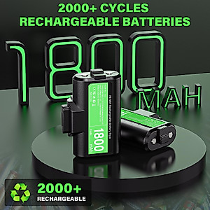 Rechargeable Xbox Controller Battery Pack,2x4800mWh(2x1800mAh) Batteries Pack for Xbox Series S|X/Xbox One S/One X/One Elite,Xbox Battery Charger with USB-C Cable,Xbox Accessories with 4 Cover(2 Pack)