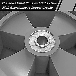 (2-Pack) 8 inch Solid Rubber Tires, 8”x2” Flat Free Wheel Assemblies - Replacement Hand Truck Wheels with Ball Bearings and 1/2” Axle - Heavy-Duty Solid Rubber Wheels