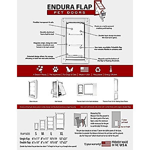 Endura Flap Single Flap Pet Door for Doors | All-Weather Insulated Flap | Durable Aluminum Frame with Secure Locking Cover | Interior and Exterior Door Installations | Black, Large, Single Flap