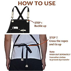 Mactso Chef Apron Water Resistant Canvas Cross Back Adjustable Apron for Men Women(Black)