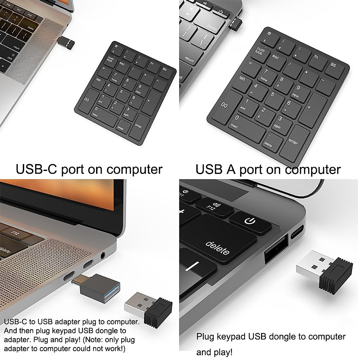 Wireless Number Pads, Numeric Keypad Numpad 26 Keys Portable 2.4 GHz Financial Accounting Number Keyboard Extensions 10 Key USB Keypad, PC, Desktop, Small Keyboard, Notebook (Black)