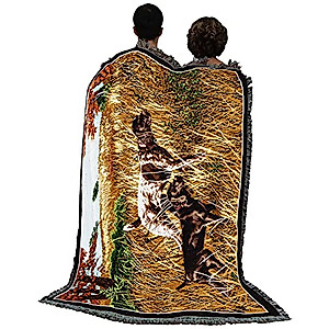 Pure Country Weavers Now We Wait German Shorthaired Pointer Blanket by Bob Christie - Gift for Dog Lovers - Tapestry Throw Woven from Cotton - Made in The USA (72x54)