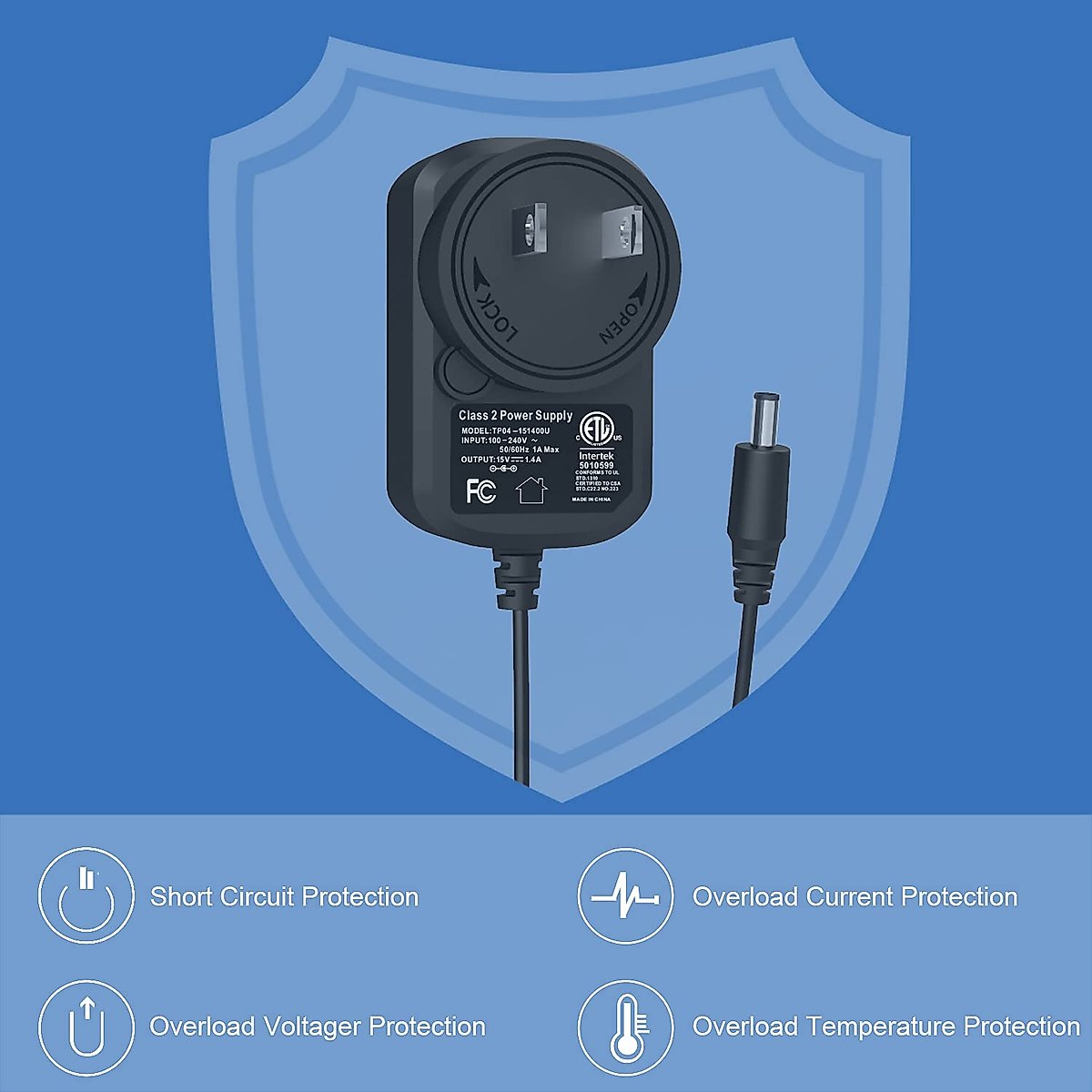 F1TP 21W Power Cord Replacment for Amazon Alexa Echo 1st 2nd Generation, Echo Show 1st Gen, Echo Plus 1st Gen, Echo Look, Echo Link, Fire TV 2nd Gen, 6.6ft Replacement Cord 15V Power Adapter