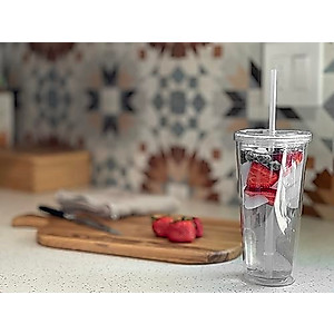 Zephyr Canyon 32oz Clear Tumblers with Lids and Straws - Clear Double Wall Tumbler - BPA Free - Insulated Acrylic Cups for Hot & Cold Drinks - Spill-Proof Reusable Iced Coffee Cup (4 Pack)