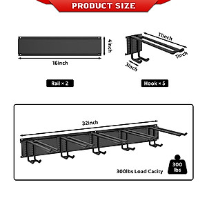 Ultrawall Ski Rack, Wall Mounted Ski Storage for Garage Storage Organizer System, 10 Pairs of Skis Holder for Home Shed, Holds Up to 300lbs