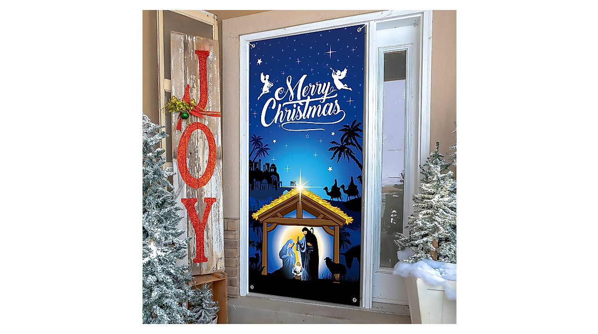 Nativity Christmas Door Cover - Festive Fabric Decoration