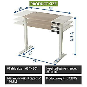 Barhoss Standing Desk Adjustable Height Desk,63x30Inches, Stand Up Desk Table for Home Office, Home Office Computer Desk,Memory Preset,Height adjustments from 28" to 46" White&Oak