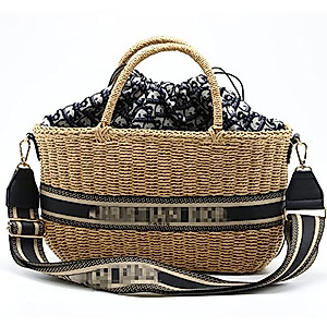 Hand-Woven Straw Handbag Bag For Women, Top Handle Satchel Handmade Tote Bag Crossbody Beach Shoulder Bag Shopping Bag