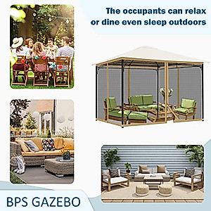 BPS Gazebo Netting Screen Replacement Universal 4-Panel Sidewalls for Backyard, Patio, Garden,Outdoor (Only Netting)