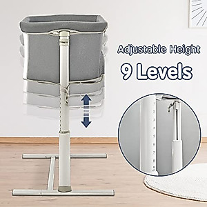 ALVOD Bedside Sleeper for Baby, Baby Bassinet, Baby Crib Baby Nursery Bed for Infants, 9 Adjustable Height for Bed Sofa, Breathable Mesh, Easy Assemble (Light Grey)