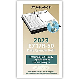 AT-A-GLANCE 2023 Daily Desk Calendar Refill, 3-1/2" x 6", Loose Leaf, Recycled (E717R50)