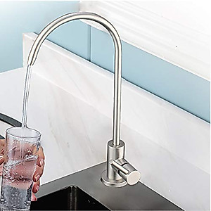 WANJINLI Drinking Water Faucet, Lead-Free Kitchen Water Filter Faucet Fits Reverse Osmosis and Water Filtration Systems in Non-Air Gap, SUS304 Stainless Steel Brushed Nickel Finish