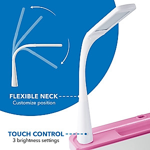 Mount-It! Accessory Kit for Height Adjustable-Kids-Desk | Includes LED-Lamp, Book Holder Shelf and Pencil Holder-Cup, Pink