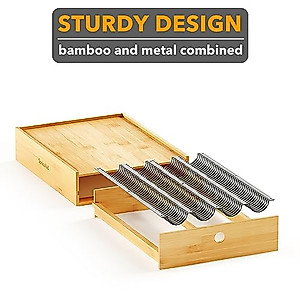 SpaceAid Bamboo Coffee Pod Holder Drawer Storage for Nespresso Vertuo Capsule, Pods Holder Organizer Tray for Nespresso Vertuo Holders, Compatible with 40 Big or 56 Small Vertuoline Pods (Natural)