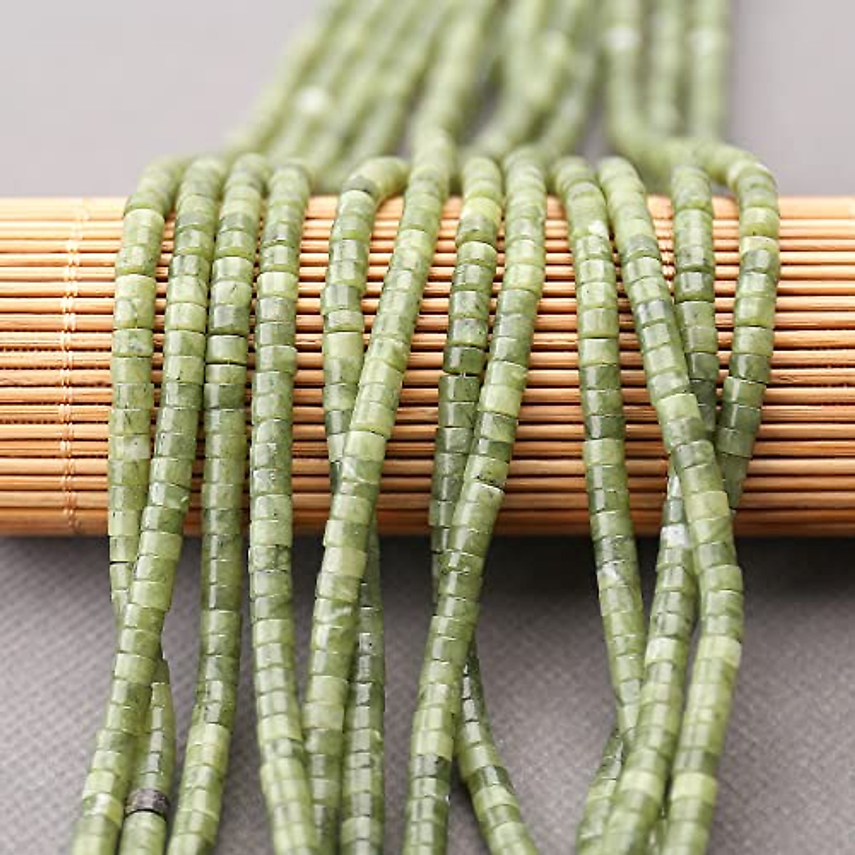 150PCs Natural African Transvaal Jade Spacer Beads, Loose Semi Precious Flat Round Gemstone Heishi Disc Stone Beads for Beading Jewelry Making 4mm*2mm 38cm