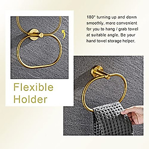 Bath Towel Ring Brushed Gold, APLusee 304 Stainless Steel Swivel Hand Towel Holder Dry Rack Near The Sink, Modern Bathroom Accessories