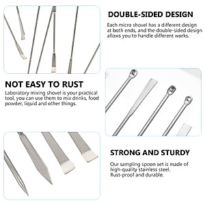 Hemobllo Stainless Steel Lab Spatula Micro Sampling Scoop Double Ended Mixing Spoon Laboratory Measuring Spoon for Powders Gel Cap Filler Micro Lab Spoon Laboratory Mixing Spatula Set (8 Pcs)