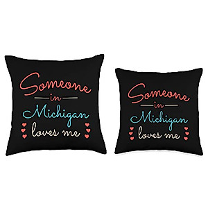 Someone in Michigan Loves Me Gift Someone in Michigan Loves Me Throw Pillow, 18x18, Multicolor