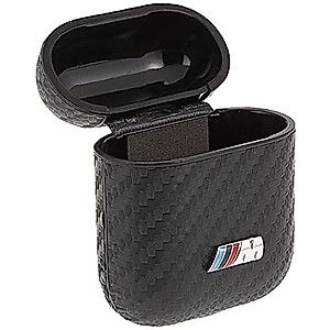 BMW AIRPODS CASE Cover CASE PU Leather Carbon Fiber M Metal Logo - AIRPODS 1/2 Black