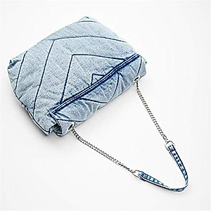 RHGLOBAG New Indigo Quilted Shoulder Bag Washed Denim Crossbody Fashion Ladies Street Bag Handbags Satchel Bags Indigo