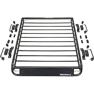 MaxxHaul 70115 46" x 36" x 4-1/2" Roof Rack Rooftop Cargo Carrier Steel Basket, Car Top Luggage Holder for SUV and Pick Up Trucks - 150 lb. Capacity, Black